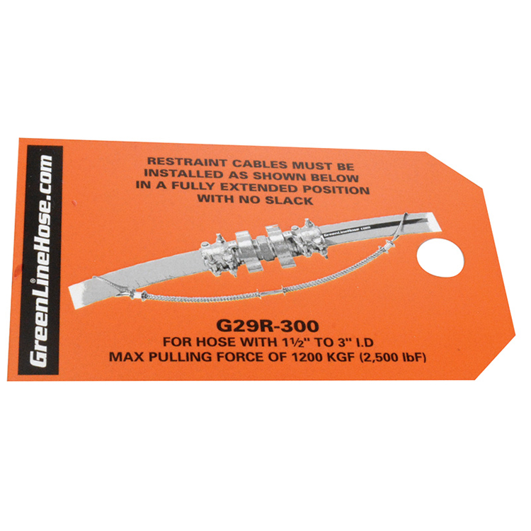 Green Line G29TAG-300 hose retraint safety tag for 1/4-inch restraint ...
